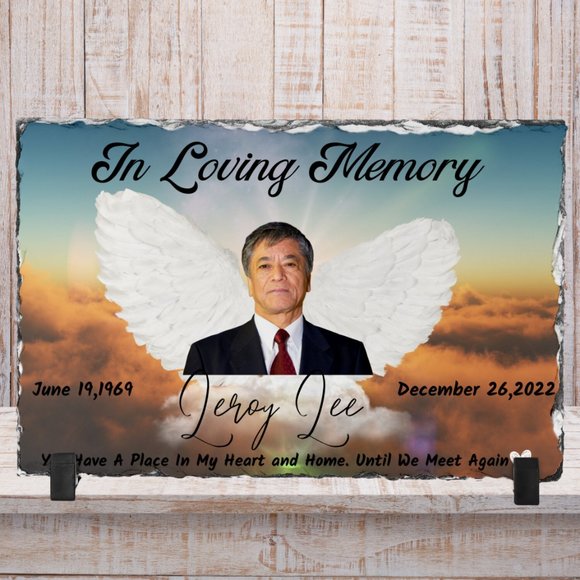 Art | Memorial Gift Add A Pic Missing You Photo Plaque Slate Rest In ...